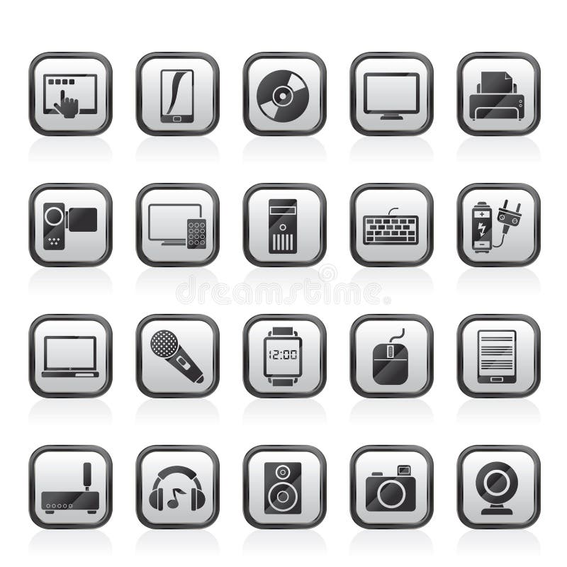 Home Electronics and Personal Multimedia Devices Icons Stock Vector ...