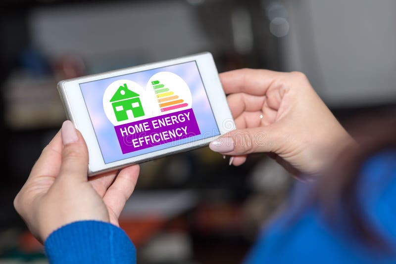 Home Energy Efficiency Concept on a Smartphone Stock Image - Image of ...