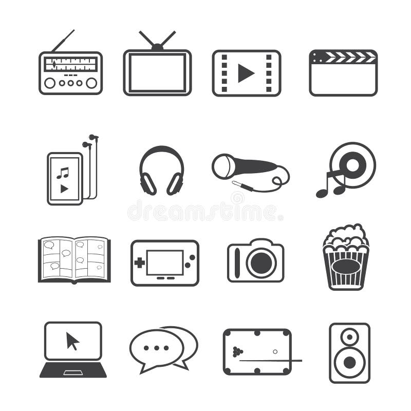 Home Entertainment and Electronic Devices Icons Set Stock Vector ...