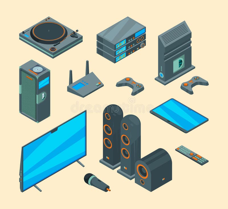 Home Theatre. Tv Set System in Interior Big Modern Multimedia System ...