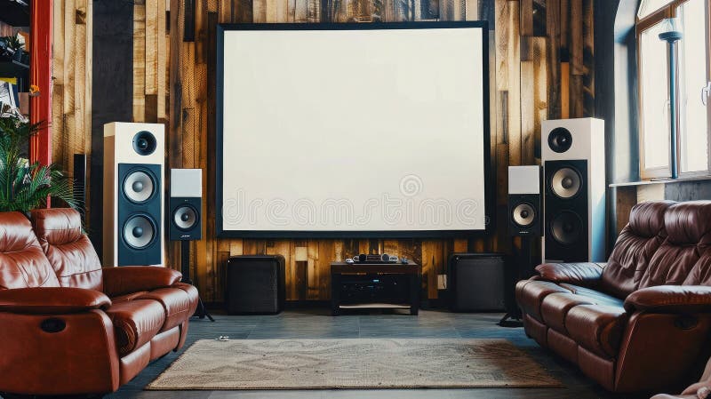 A Home Entertainment Setup with a Blank TV Screen, Sound System, and a ...