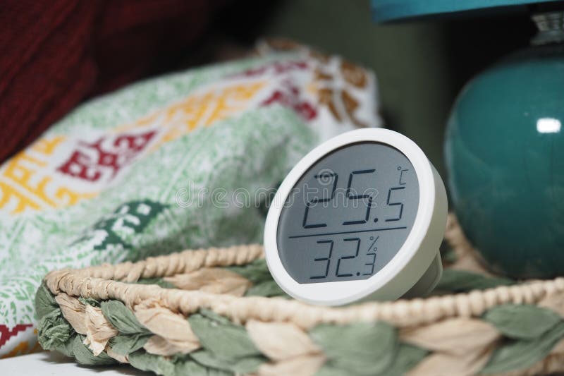 Home Environment Monitor Displays Temperature and Humidity Stock Photo ...