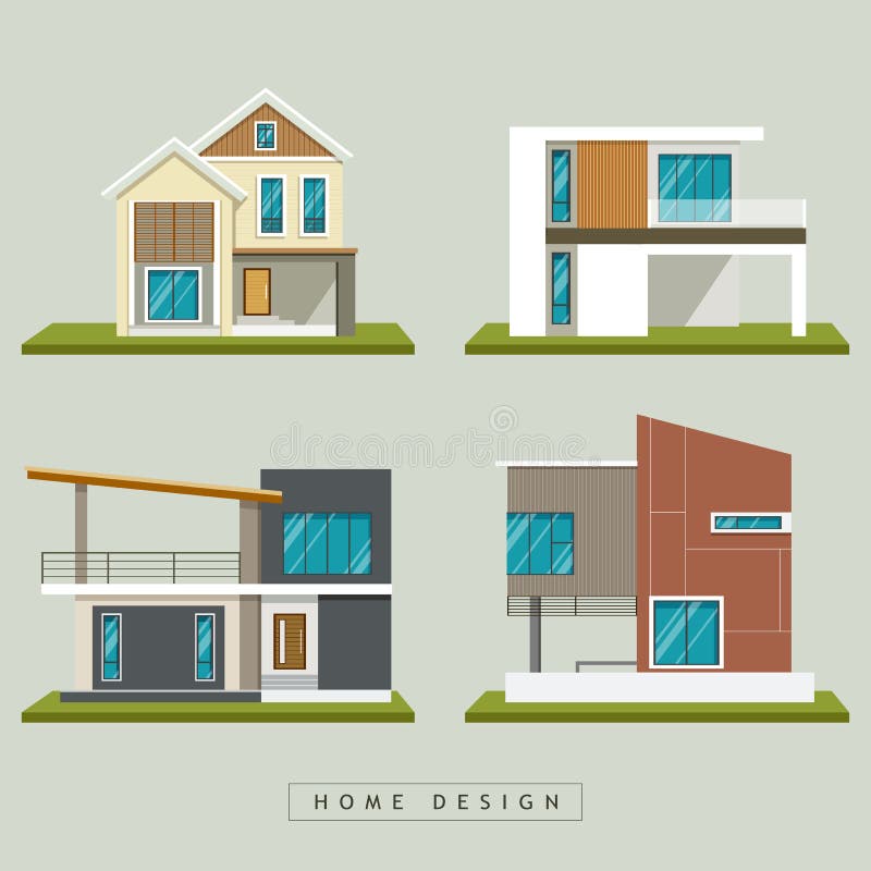 Home Exterior Design Collections Stock Vector - Illustration of front ...