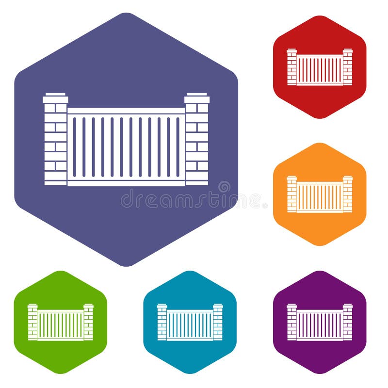 Home Fence Icons Set Hexagon Stock Vector - Illustration of ornament ...