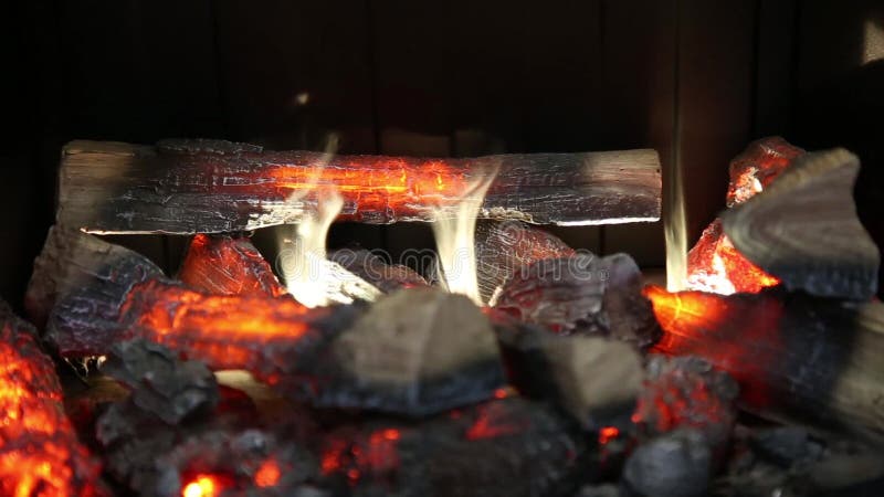 Imitation of a Fire Flame in an Electric Fireplace. Stock Video - Video ...