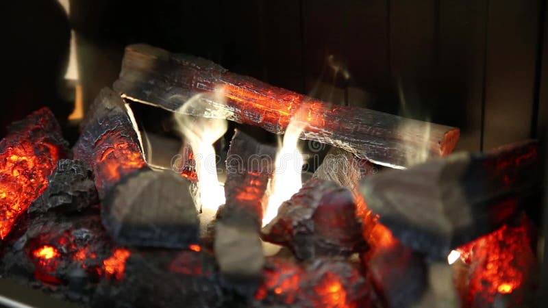 Imitation of a Fire Flame in an Electric Fireplace. Stock Video - Video ...