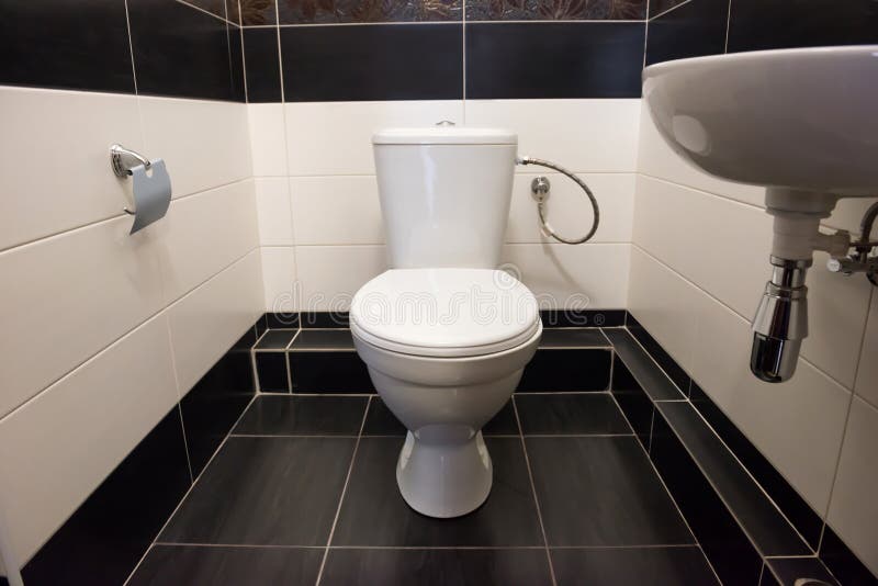 Home flush toilet stock image. Image of black, porcelain - 64474403