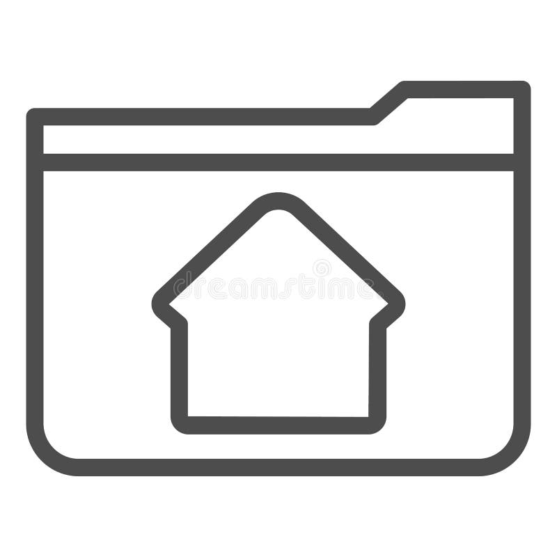 Home Folder Line Icon. Folder with House Vector Illustration Isolated ...