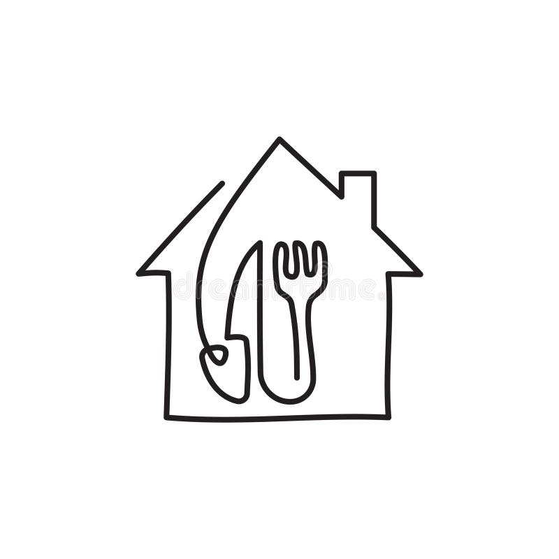 Home Food One Line, House Food One Line Icon. Simple One Line Vector ...