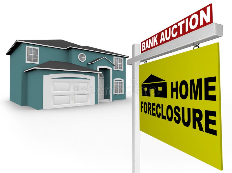 Home Foreclosure Sign in Front of House Stock Illustration ...