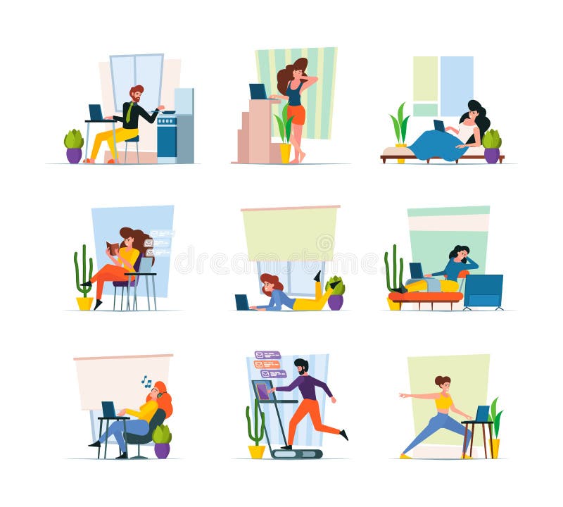Person Relaxing Chair Computer Stock Illustrations – 312 Person ...