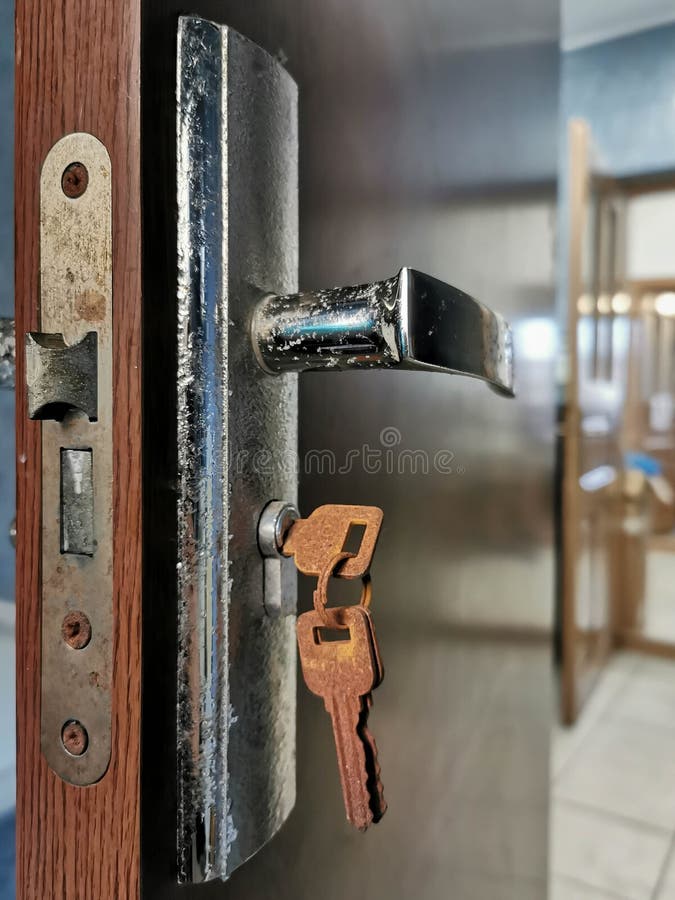 Home Front Door Lock with Rusty Keys Stock Image - Image of symbol ...