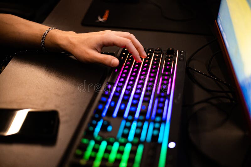 Home Gamer Plays Backlit on Keyboard Stock Image - Image of abstract ...