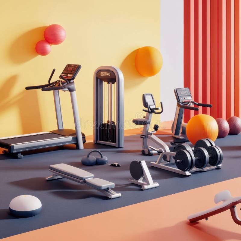 Home Gym Setup with Treadmill, Exercise Bike, Weight Machine, and ...