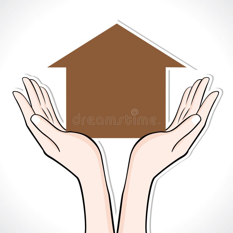 Home in hand stock vector. Illustration of isolated, beautiful - 28547168
