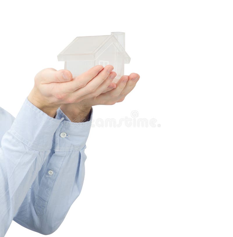 Home in hands stock photo. Image of house, sale, white - 268362204