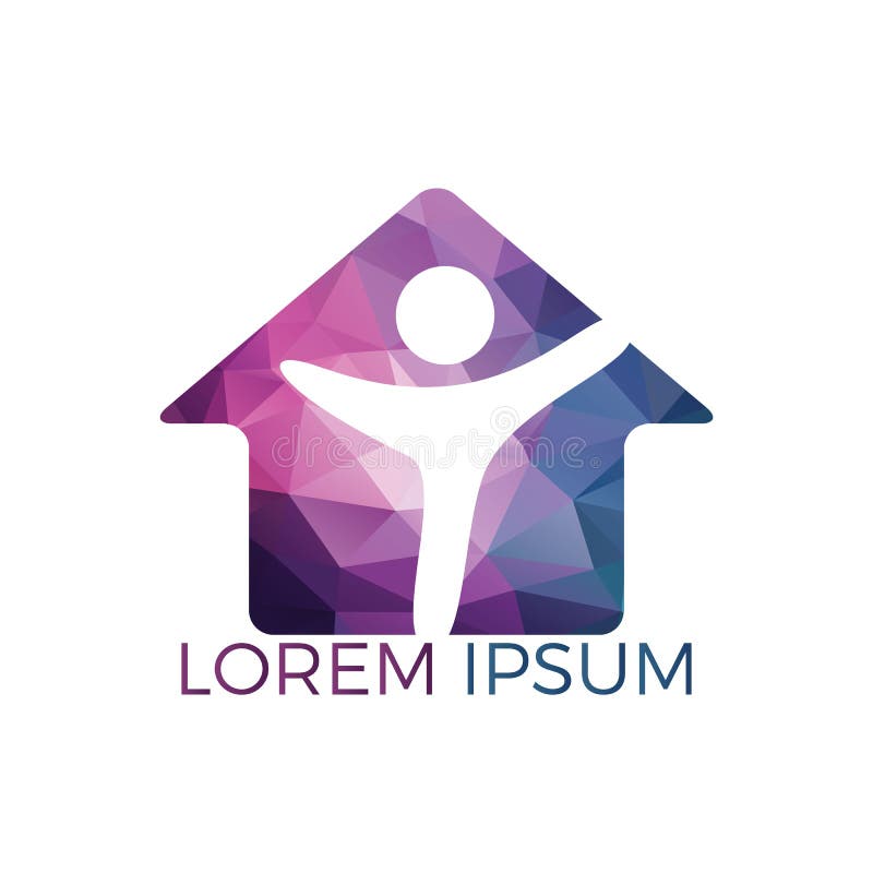 Home with Happy Human Vector Logo Design. Stock Vector - Illustration ...