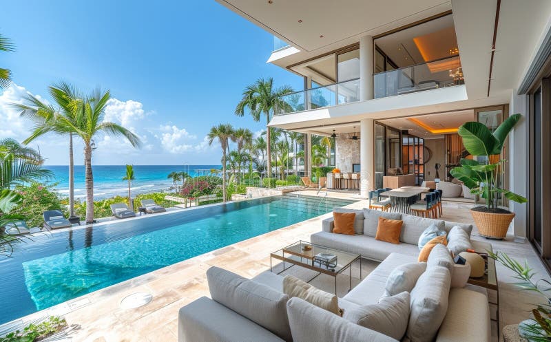 The Home Has Private Beach Club with Pool Cabanas and Bar. Stock Photo ...