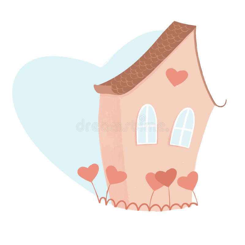 Home with Hearts Happy Valentine Stock Vector - Illustration of ...