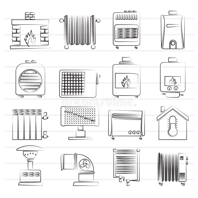 Home heating icons set stock vector. Illustration of logo - 62134161