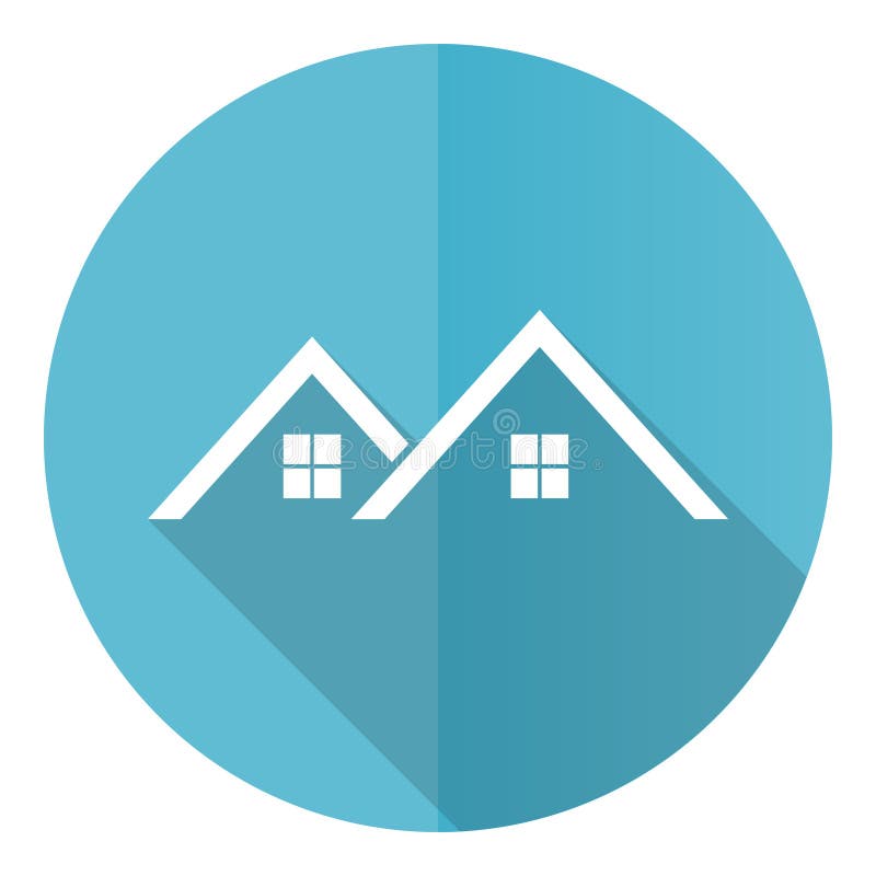 Home, House Blue Round Flat Design Vector Icon Isolated on White ...