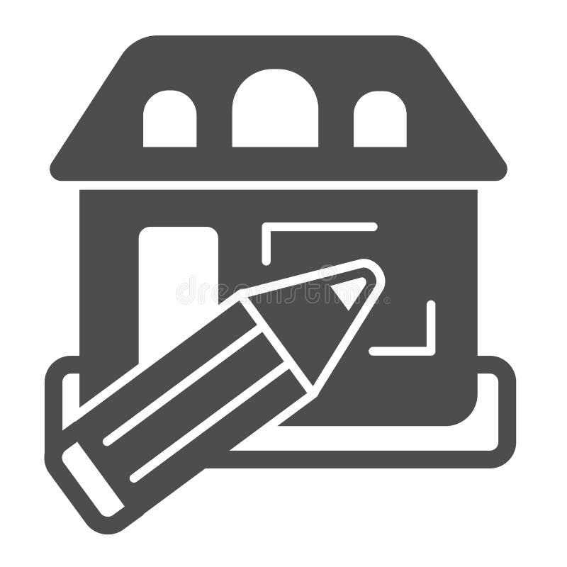 Home House Design and Pencil Solid Icon, Architect Studio Concept ...
