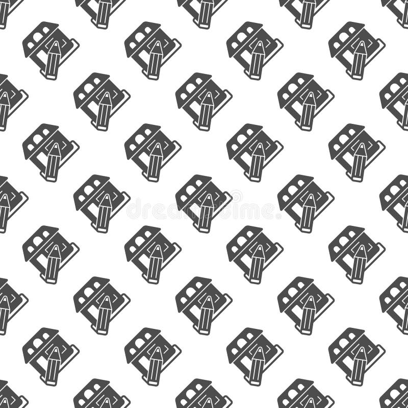 Home House Design and Pencil Solid Seamless Pattern, Architect Studio ...