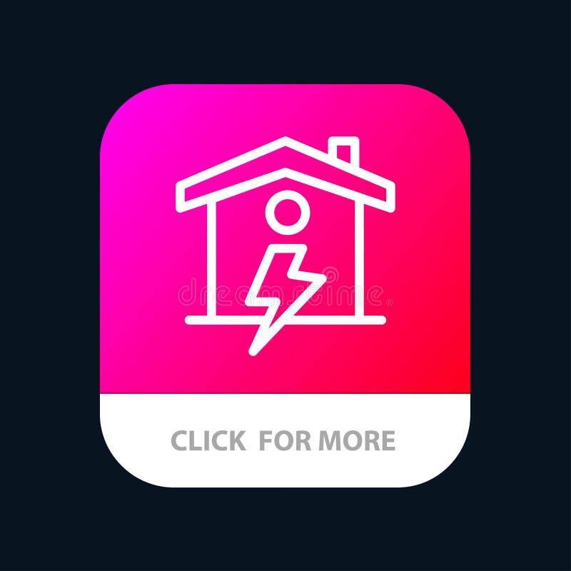 Home, House, Energy, Power Mobile App Button. Android and IOS Line ...