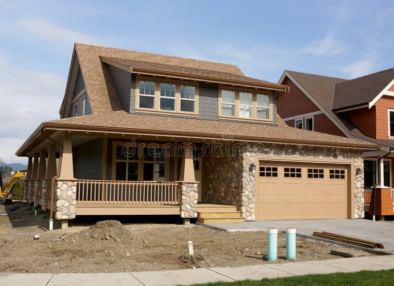 New Home House Exterior Brown Construction Stock Photo - Image of ...