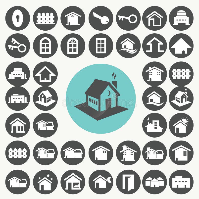 Home and house icons set. stock illustration. Illustration of icon ...