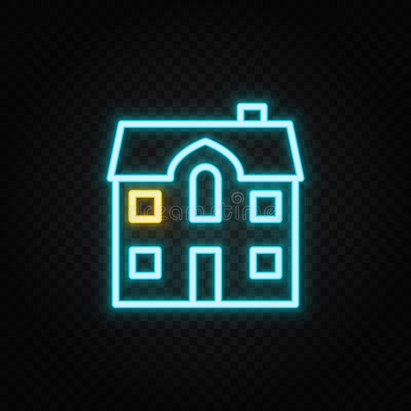 Home, House Neon Icon. Blue and Yellow Neon Vector Icon Stock ...