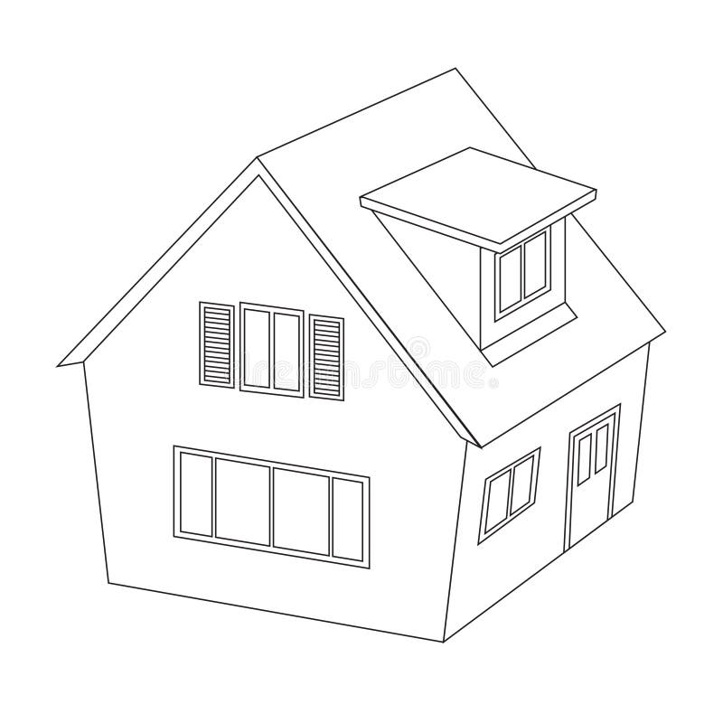 Home or House Outline Icon. 3D Vector Illustration. Stock Vector ...