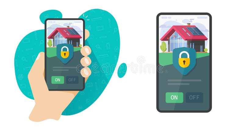 Home House Security Smart Phone Phone Mobile App Vector Flat or ...