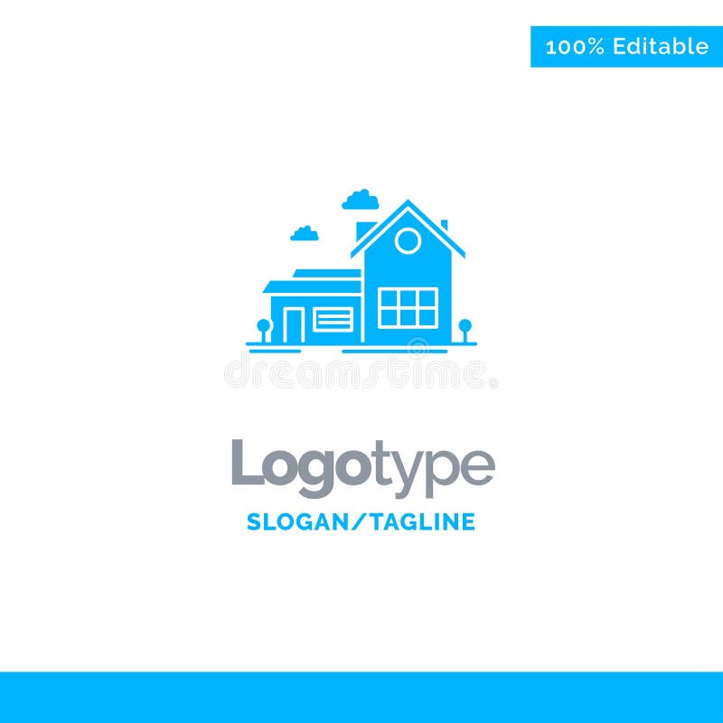 Home, House, Space, Villa, Farmhouse Blue Solid Logo Template. Place ...