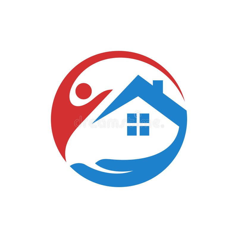 Home with Human Care in Circle Modern Creative Design Template Stock ...