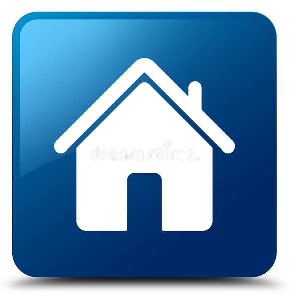 Home Icon Blue Square Button Stock Illustration - Illustration of house ...