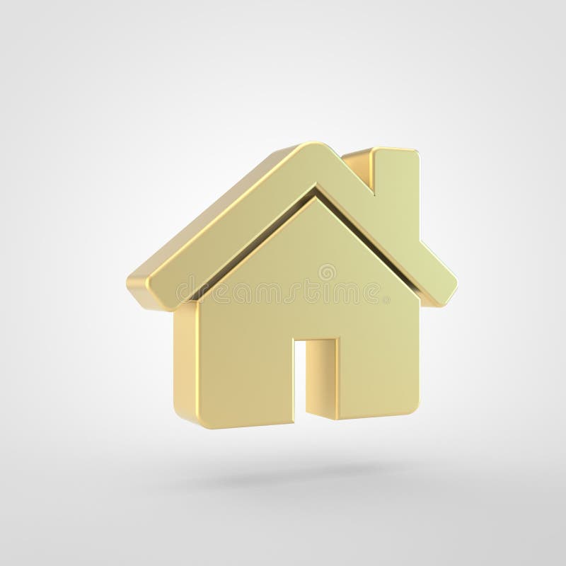Home Icon. Gold Glossy House Symbol Isolated on Violet Velvet ...
