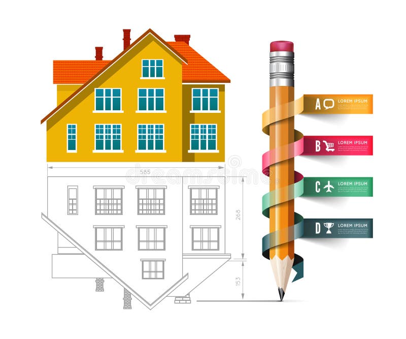 Home Icon and Drawing with a Pencil Stock Vector - Illustration of home ...