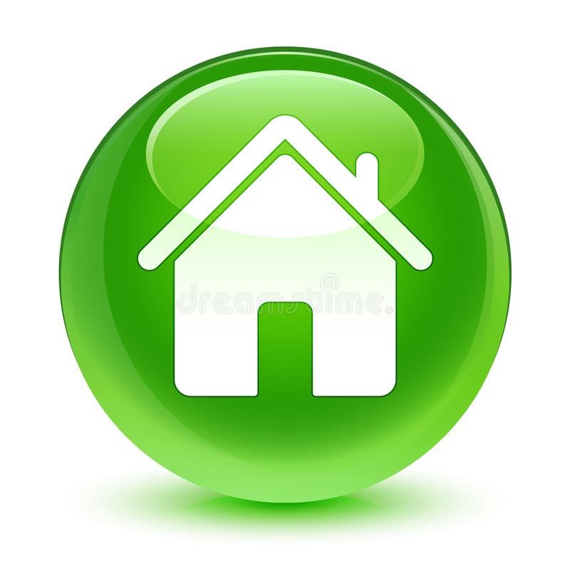 Home Icon Glassy Green Round Button Stock Illustration - Illustration ...