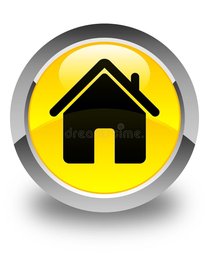 Home Icon Glossy Yellow Round Button Stock Illustration - Illustration ...