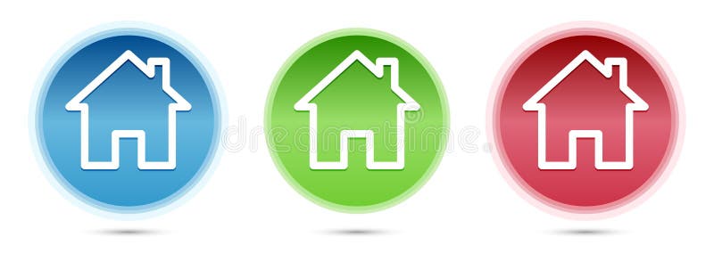 Home Icon Glass Round Buttons Set Illustration Stock Vector ...