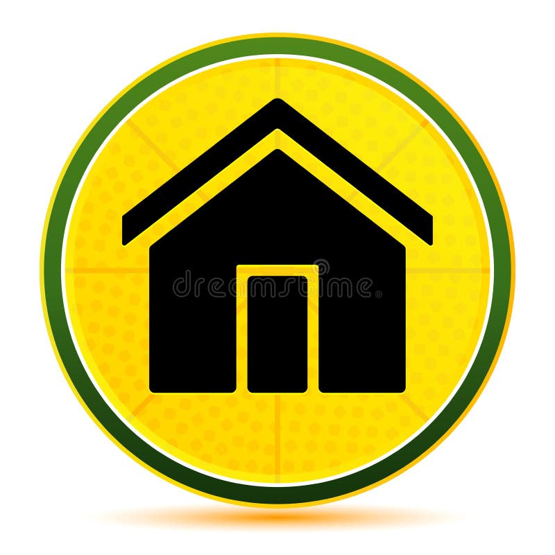 Home Icon Lemon Lime Yellow Round Button Illustration Stock ...