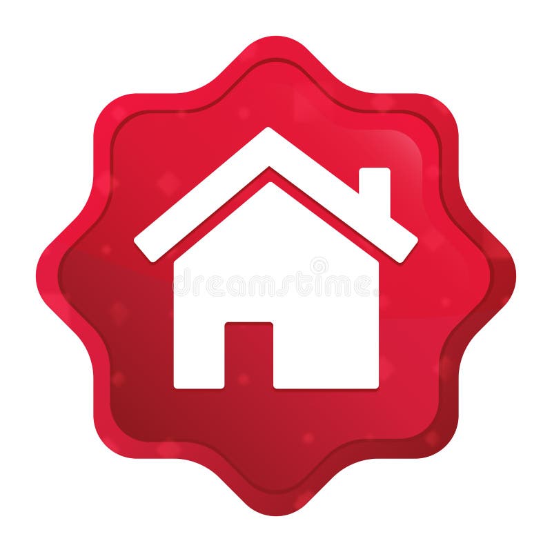 Home Icon Misty Rose Red Starburst Sticker Button Stock Illustration ...