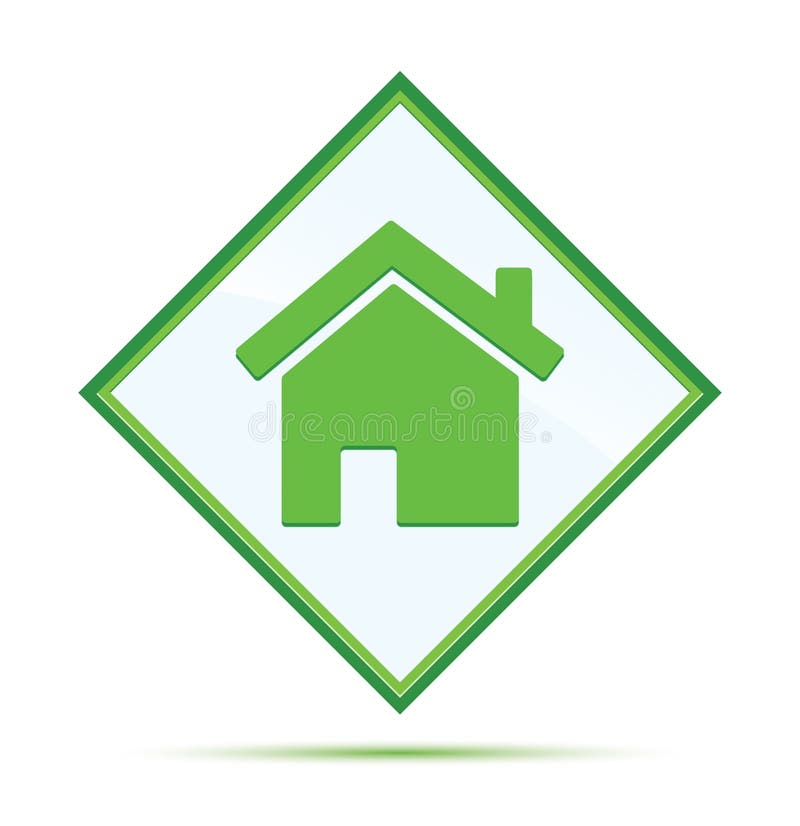 Home Icon Modern Abstract Green Diamond Button Stock Illustration ...