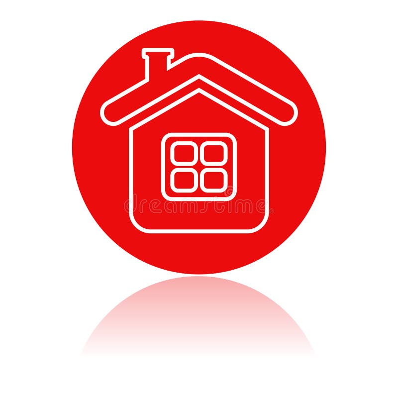 Home Icon. Red Round Sign with a Building Stock Vector - Illustration ...