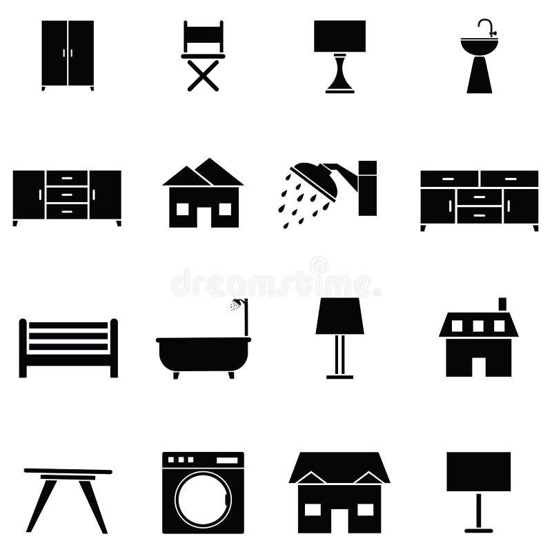 Home icon set stock vector. Illustration of room, furniture - 102064400