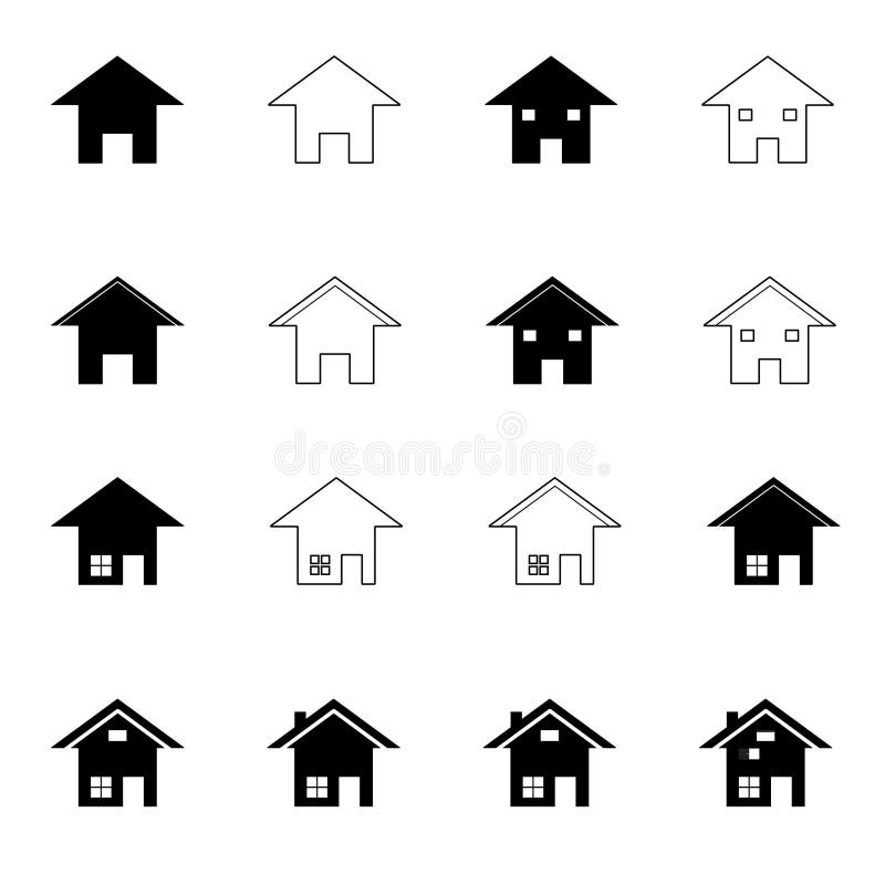 Home Icon Set stock vector. Illustration of graphic - 247386974