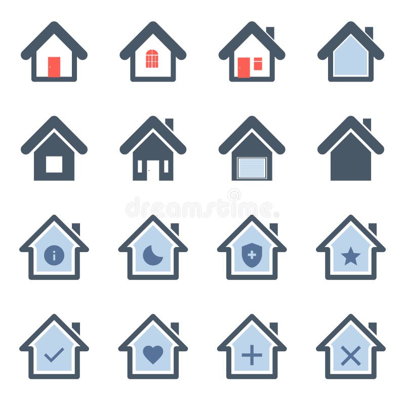 Home Icon Set for Website and User Interface. Colorful Sign Vector ...