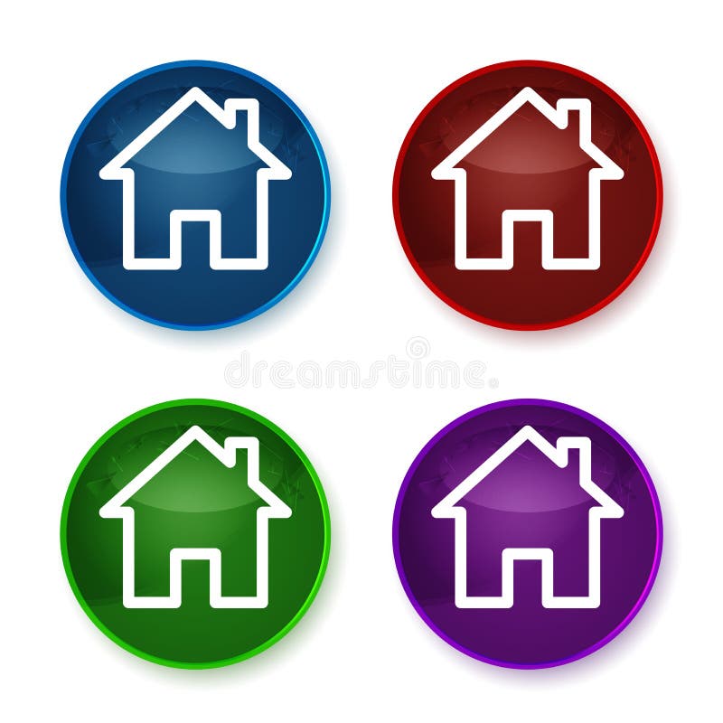 Home Icon Shiny Round Buttons Set Illustration Stock Vector ...
