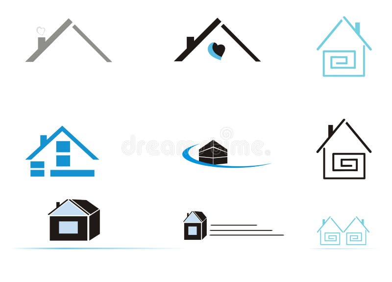 Blue and Gray Home Logo Set Vector Design Stock Vector - Illustration ...